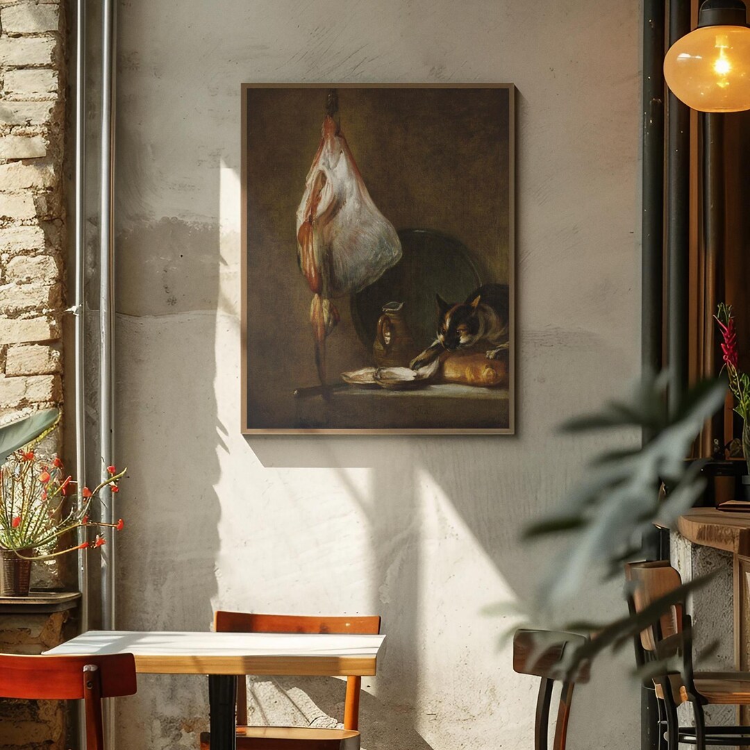 Still Life With Cat and Rayfish Poster, French Oil Painting by Jean ...