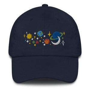 Galaxy Solar System Embroidered Hat, Sun Crescent Moon Celestial Cap ...