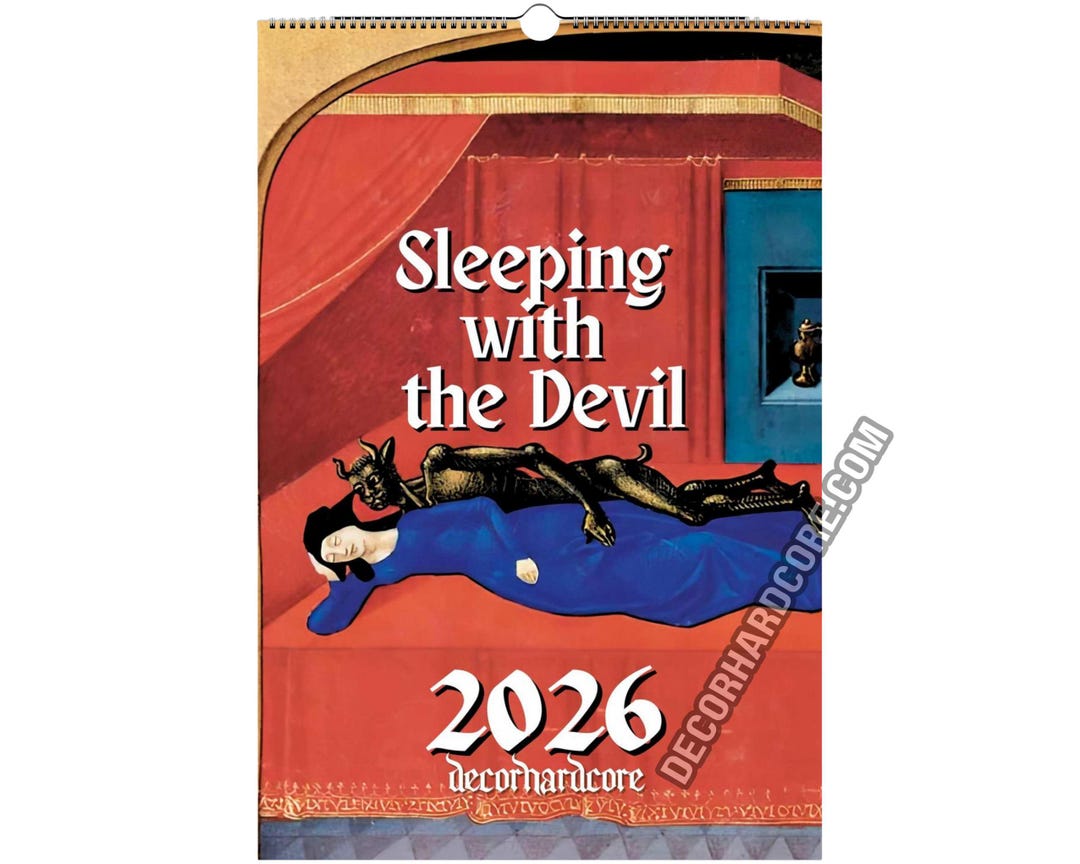 2026 Sleeping With the Devil Wall Calendar With Hook, Erotic Manuscript Weird Art, Lust in Dark ...
