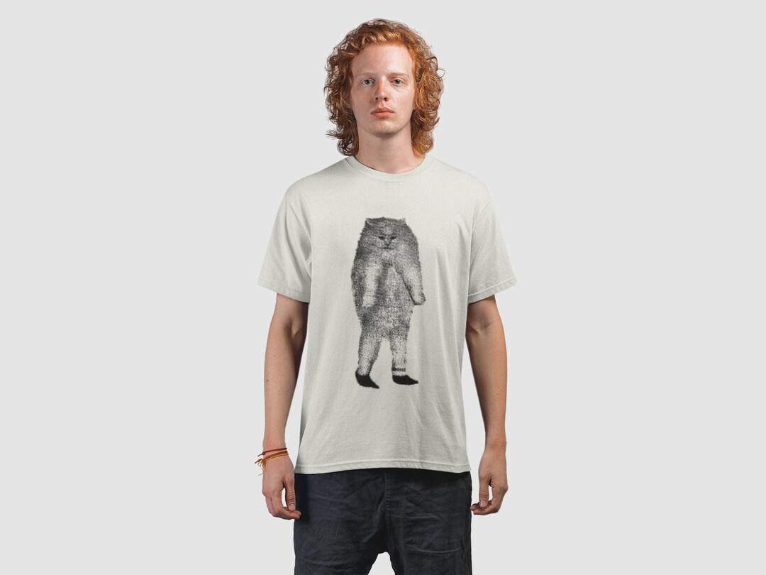 Cursed Cat Shirt, Ugly Renaissance Cat Drawing, Funny Tee for Cat Dad ...