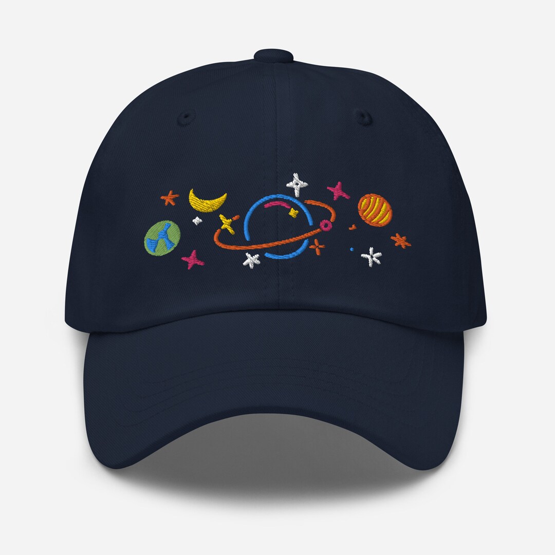 Galaxy Solar System Embroidered Hat, Sun Crescent Moon Celestial Cap ...