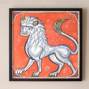 Ugly Medieval Lion Weird Wall Art, Unframed Bizarre Room Decor ...