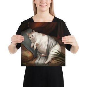 Fat Cat Crying Poster, Funny Chonk Painting Meme Wall Art, Ugly ...