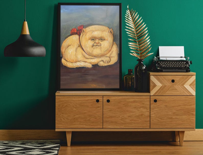 Chonky Ugly Cat Portrait, Boterism Round Human Looking Cat Drawing ...