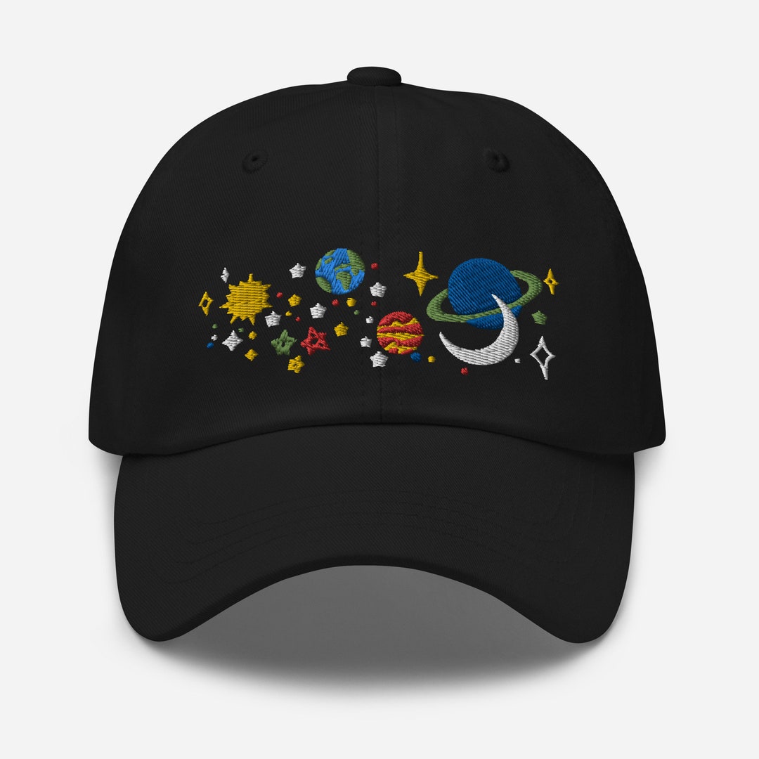 Galaxy Solar System Embroidered Hat, Sun Crescent Moon Celestial Cap ...