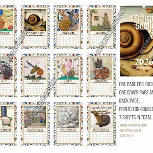 2026 Medieval Snails Wall Calendar With Hook, Marginalia Manuscript ...