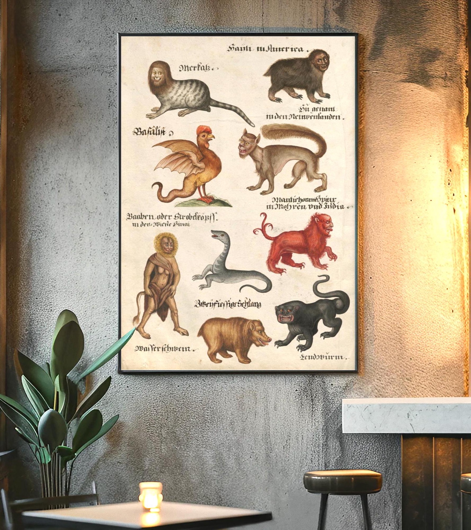Medieval Freaks Poster, Strange Marginalia Monsters Cryptids Wall Art ...