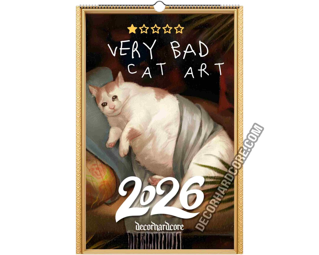 Very Bad Cat Art 2026 Wall Calendar, Strange Drawing Rude Offensive ...