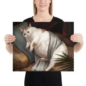 Fat Cat Crying Poster, Funny Chonk Painting Meme Wall Art, Ugly ...