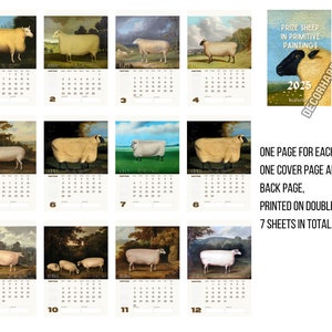 2025 Prize Winning Sheep in Primitive Painting Wall Calendar With Hook ...