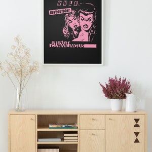 Dykes Rule Revolution Poster, Lesbian Pride Vintage Pulp Unframed Wall ...