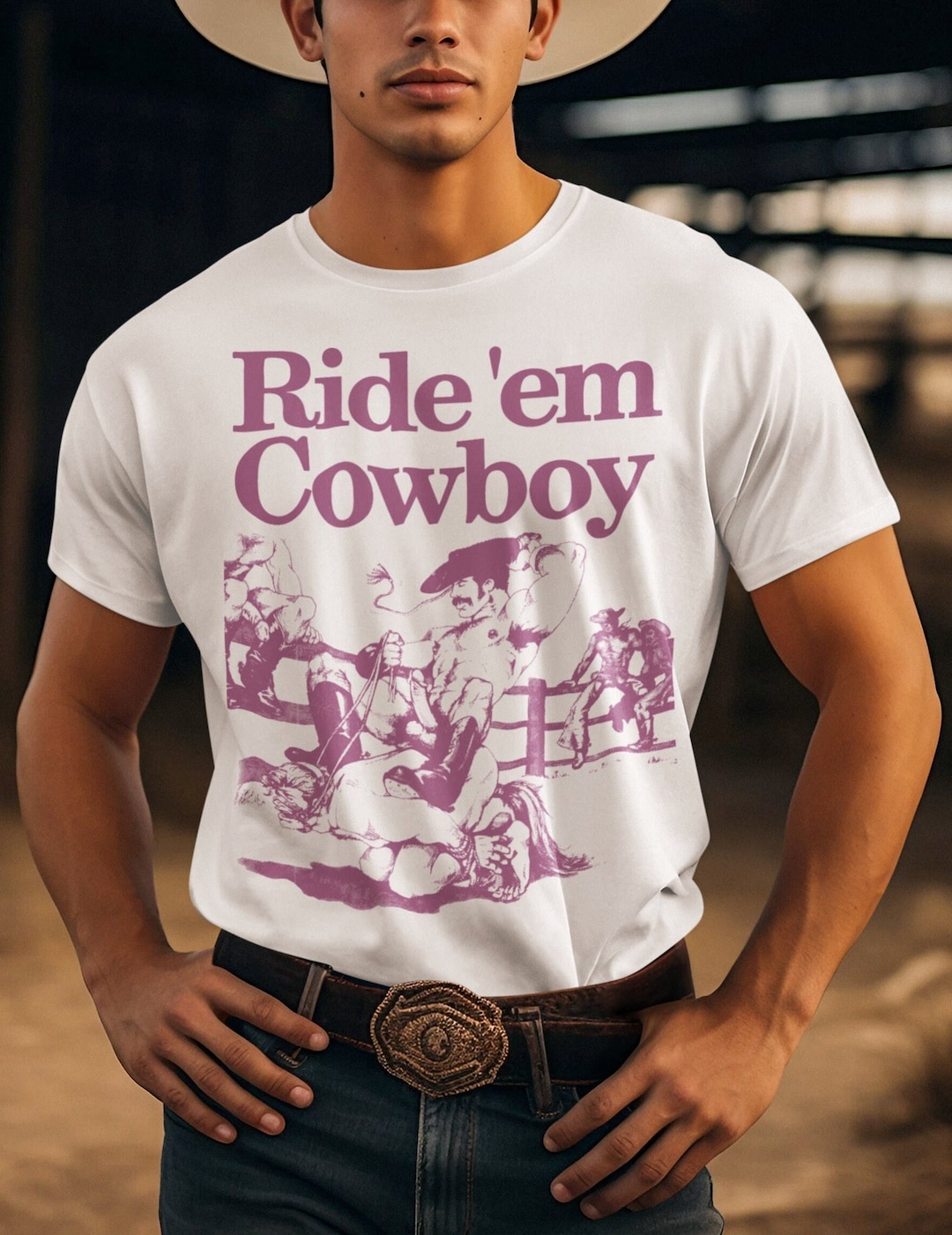 Ride 'em Cowboy Homoerotic Comics Shirt, Queer Rodeo Illustration ...