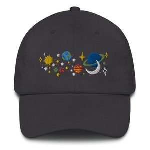 Galaxy Solar System Embroidered Hat, Sun Crescent Moon Celestial Cap ...