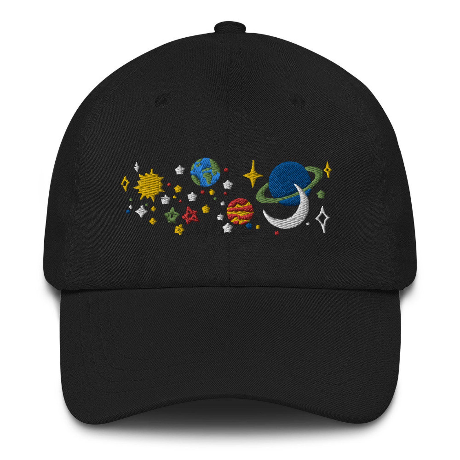 Galaxy Solar System Embroidered Hat, Sun Crescent Moon Celestial Cap ...