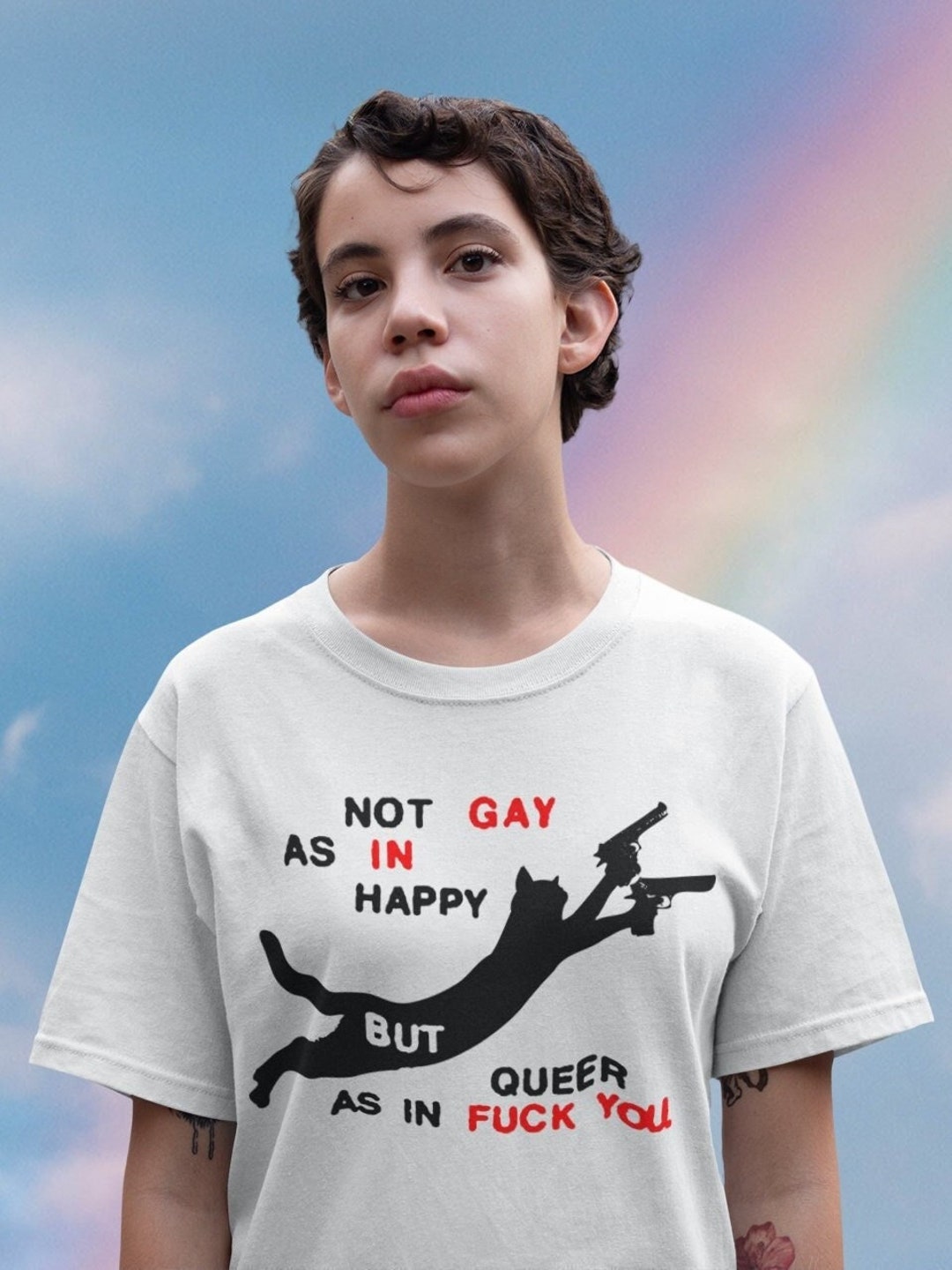 Not Gay as in Happy Shirt, but Queer as in Tee, Queer Punk Protest Top ...