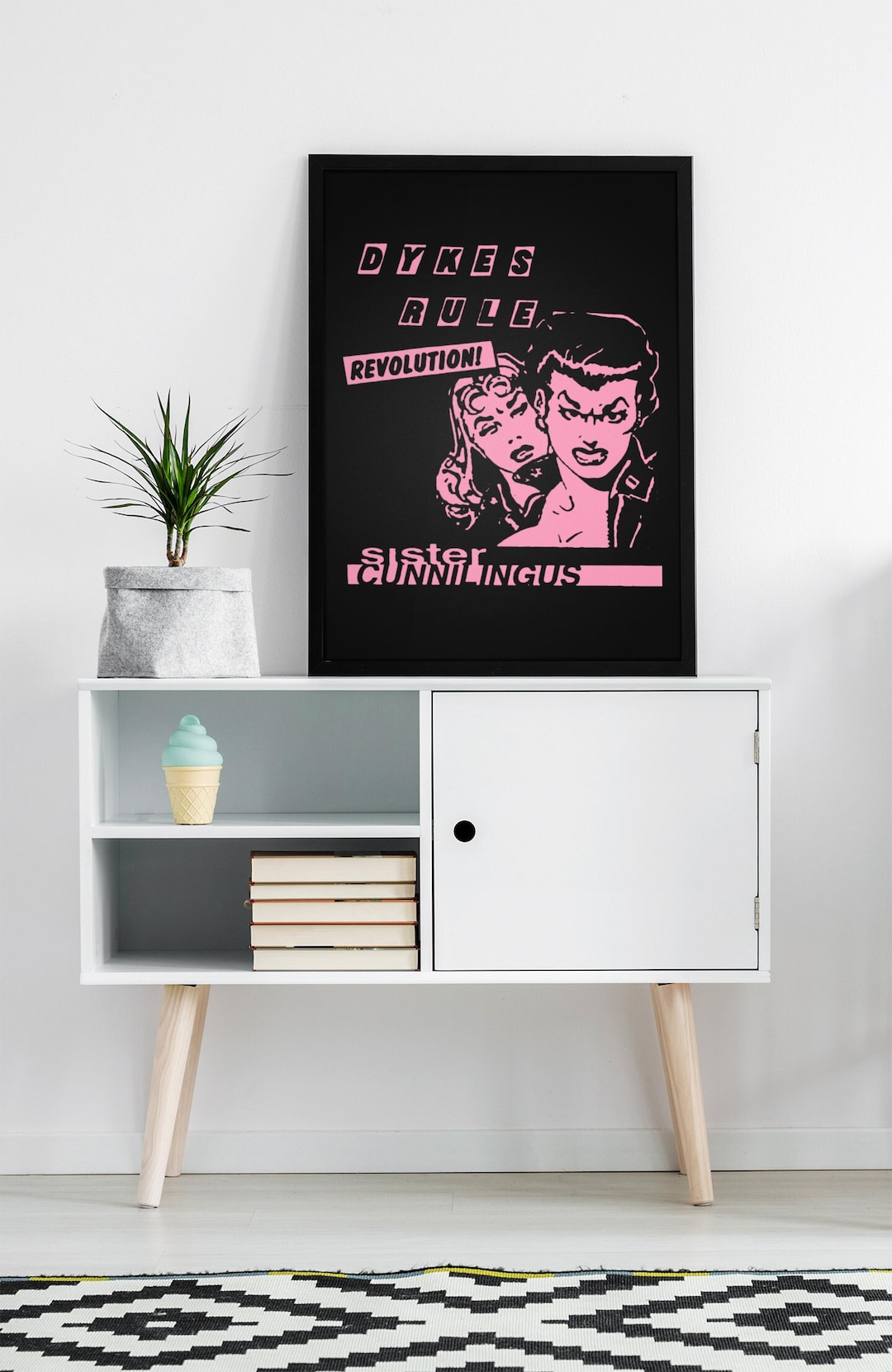 Dykes Rule Revolution Poster, Lesbian Pride Vintage Pulp Unframed Wall ...