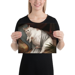 Fat Cat Crying Poster, Funny Chonk Painting Meme Wall Art, Ugly ...