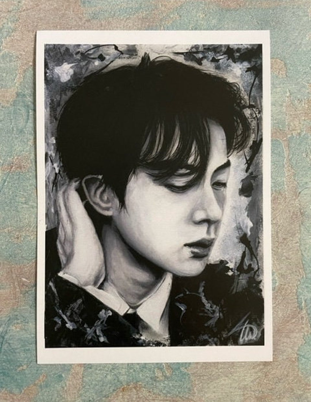 Jin BTS ART PRINT of Original Mixed Media Painting - Etsy