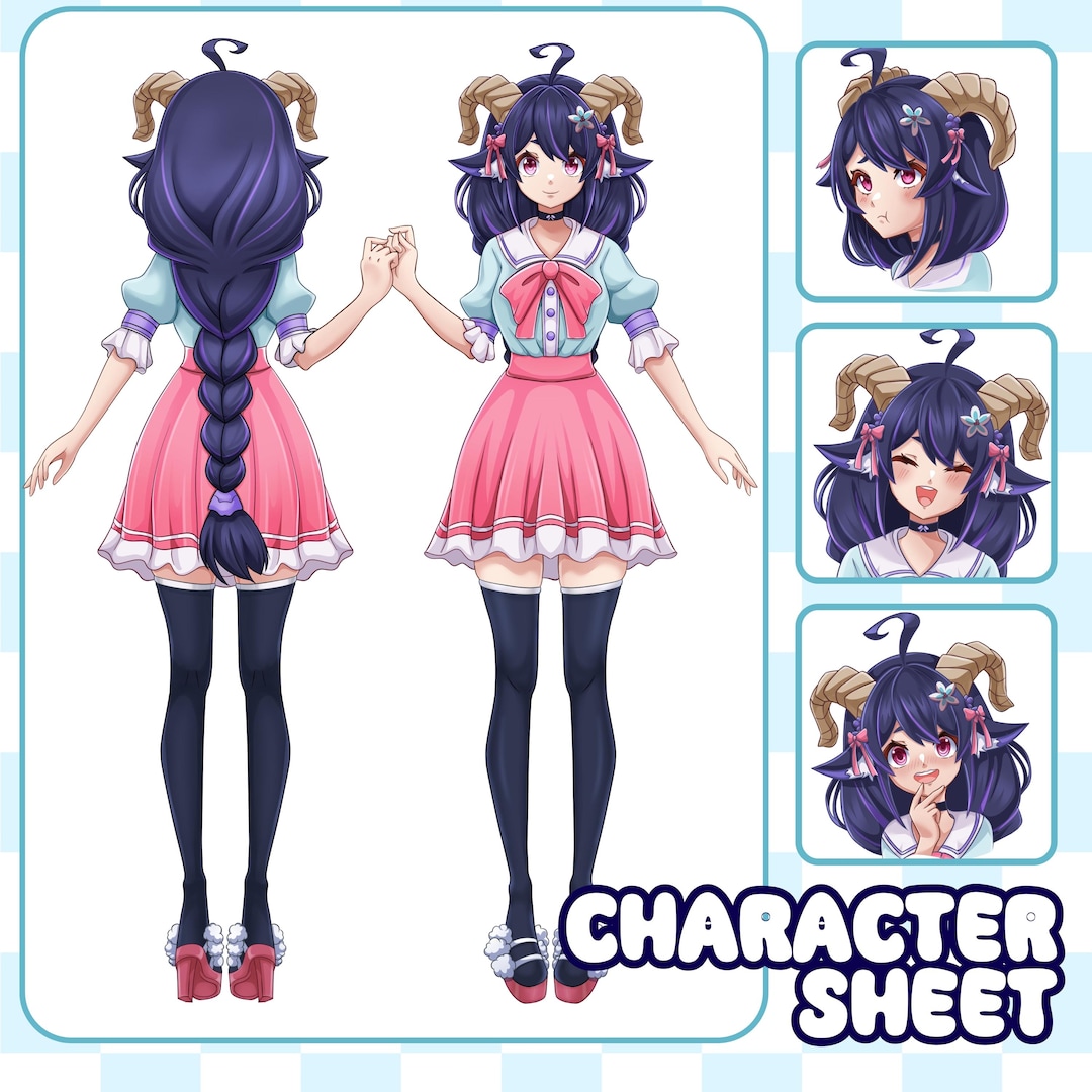 Custom Character Sheet Commission: Anime, Fursona Art, Vtuber Reference ...