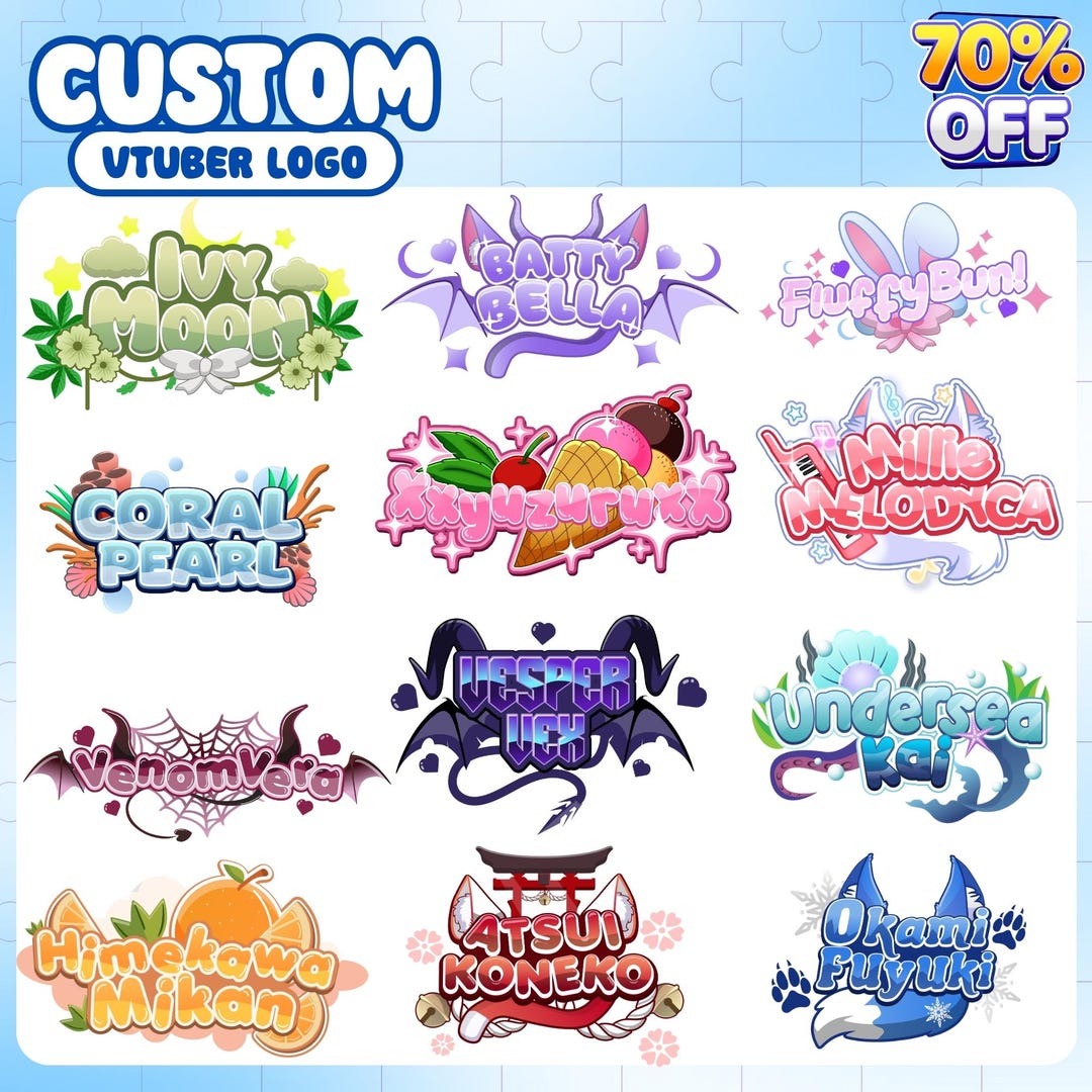 Custom Vtuber Logo Text, Cute Logo, Chibi Logo, Kawaii Logo Text ...