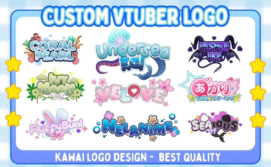 Custom Cute Vtuber Logo Text or Animated | Vtuber Kawaii | Logo for ...