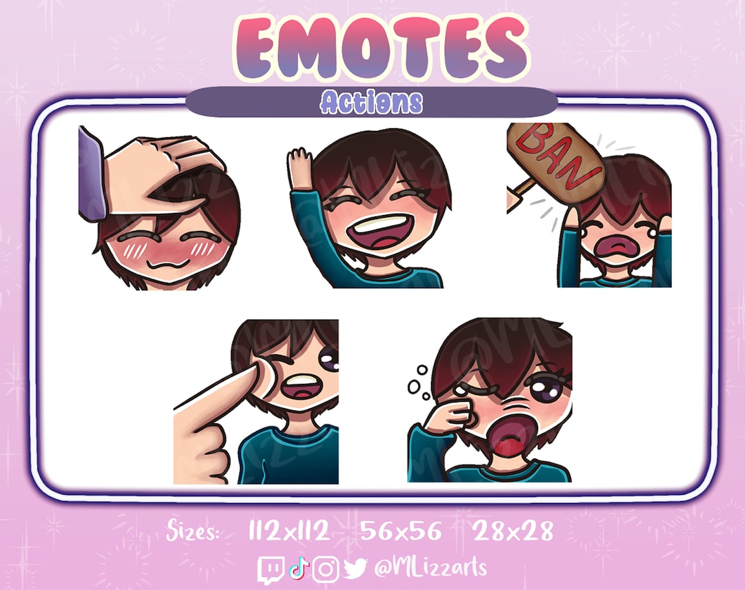 Pack of 5 Kawaii People Actions Emotes Twitch, Youtube, Discord - Etsy