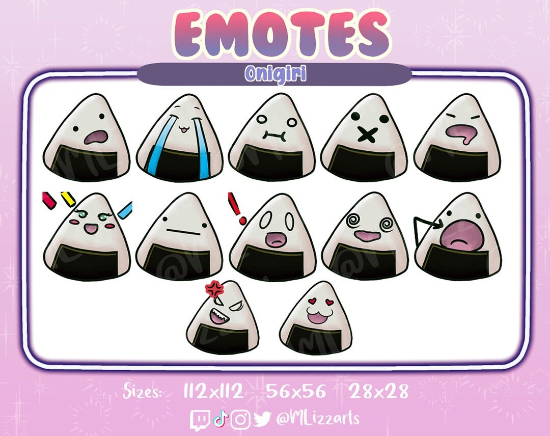 Buy Pack of 12 Kawaii Onigiri Emotes Twitch Stream, Discord, Youtube ...