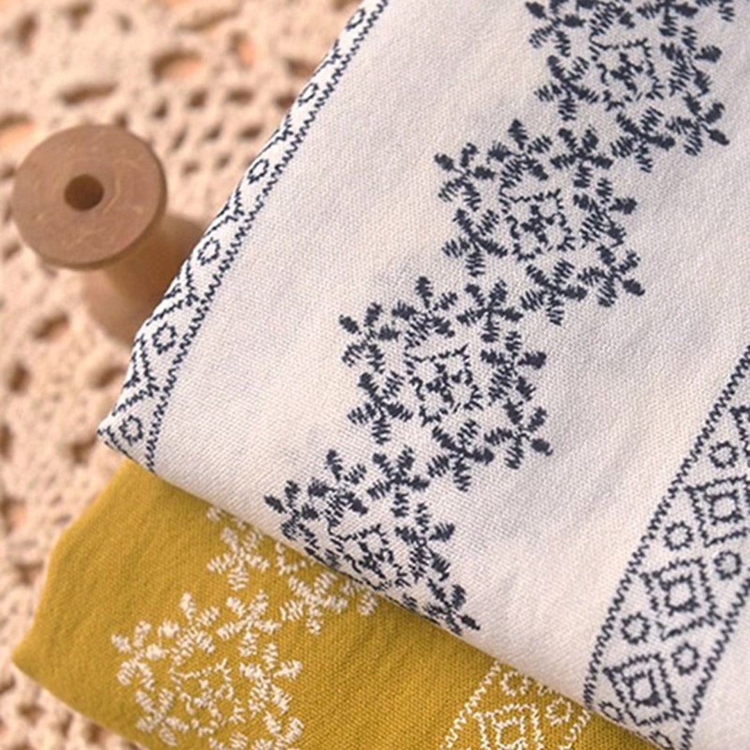 Flower Cotton Linen Fabric,Designer Fabric,Flower Fabric,Embroidered ...