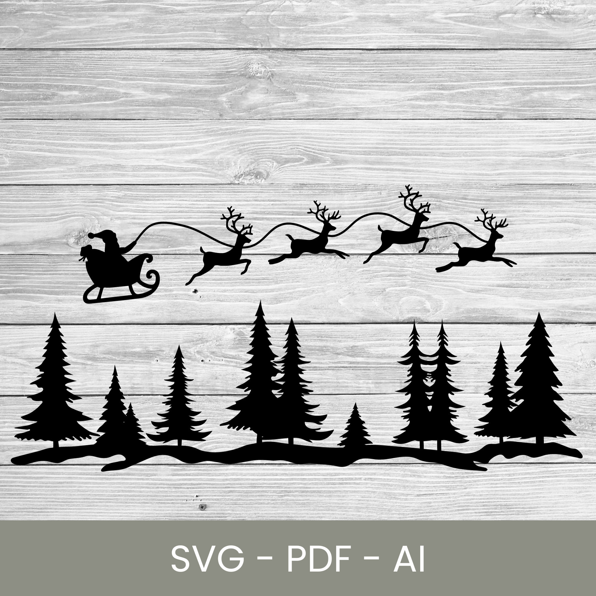 Santa and Reindeer SVG File - Etsy