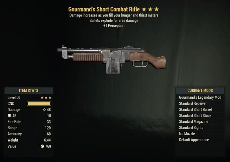 Fallout 76 Gourmand Ex Combat Rifle L50 Xbox - Etsy