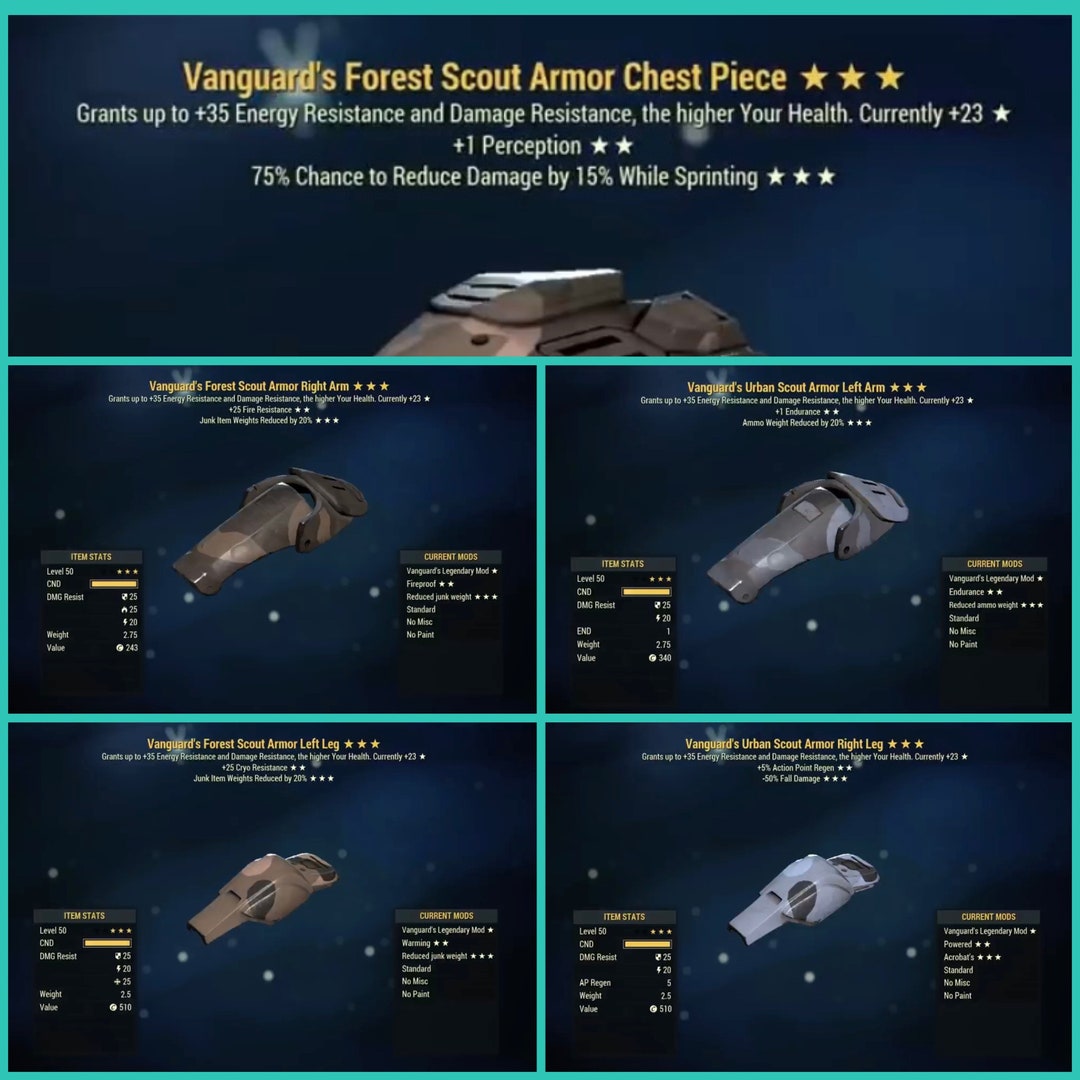 Vanguard Scout Armor Fallout 76 Full Set L50 Xbox One and Series S/X - Etsy