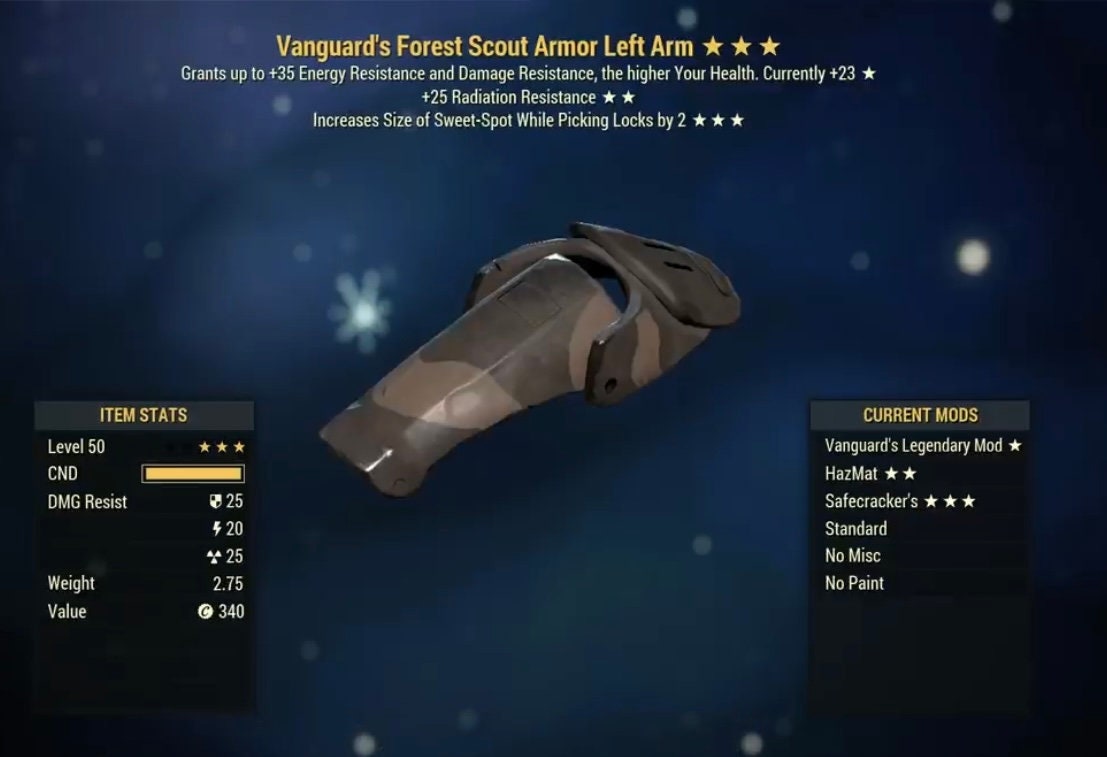 Vanguard Scout Armor Set Fallout 76 L50 Full Set Xbox One and Series S ...
