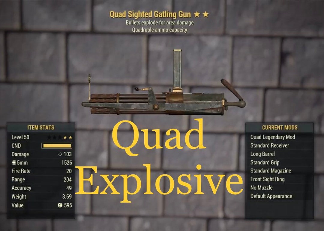 Fallout 76 Quad Explosive Gatling Gun L50 Xbox - Etsy