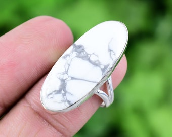 Howlite Ring,handmade Statement Ring,natural Howlite Gemstone,gift for ...