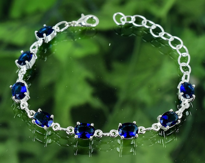 Bracelet, Blue Stone Marked 925 Toggle Closure Bracelet, Blue Crackle ...