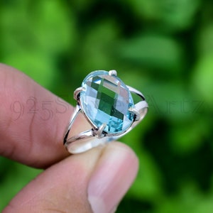 Handmade Aquamarine Gemstone Ring: 925 Sterling Silver Statement ...