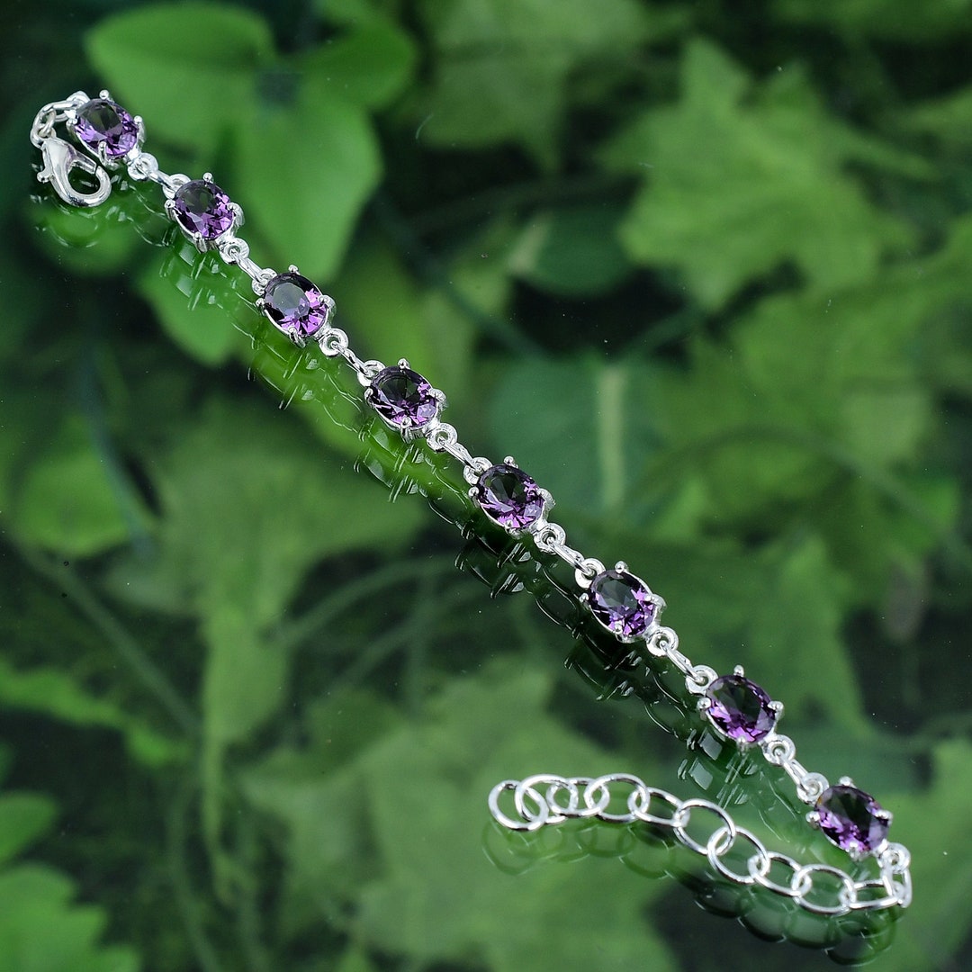 Amethyst Bracelet 925 Sterling Silver Bracelet Amethyst Gemstone ...