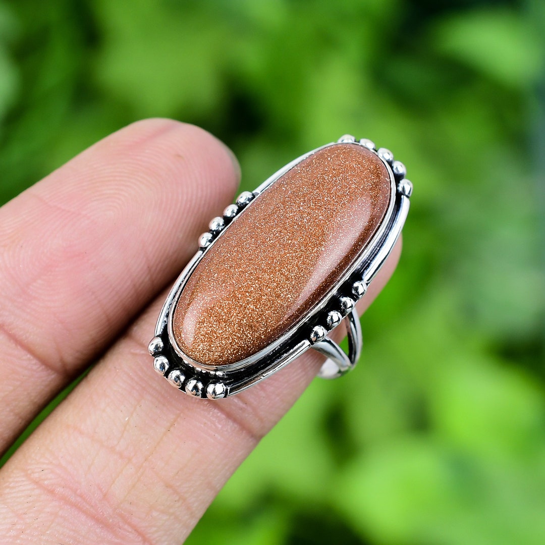 Handmade Red Goldstone Ring: 925 Sterling Silver Gemstone Jewelry - Etsy