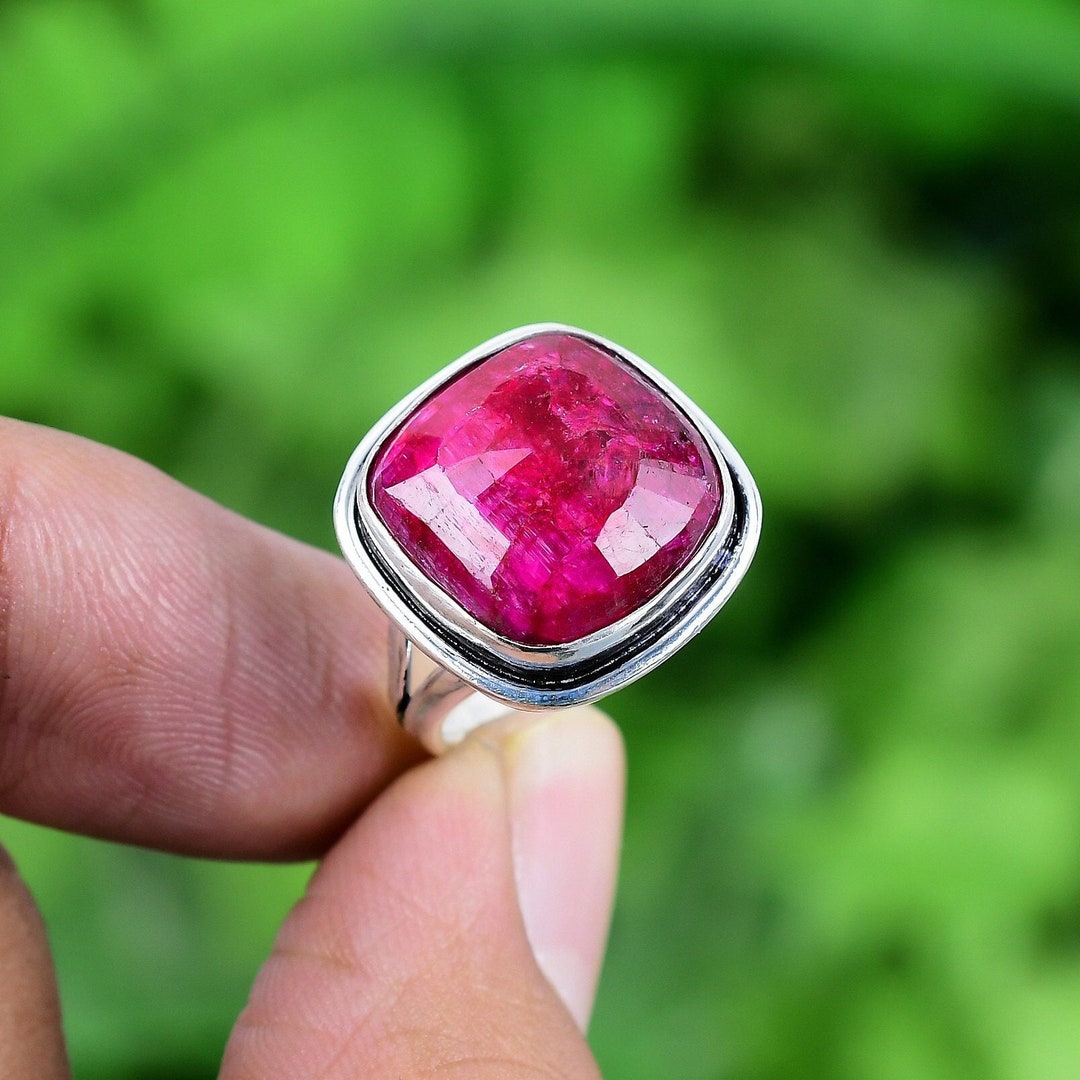 Kashmir Red Ruby Ring 925 Sterling Silver Ring Ruby Gemstone Bohemian Ring Handmade Silver ...