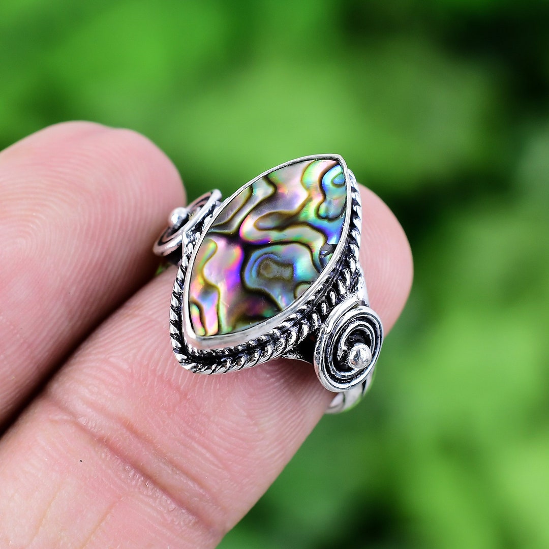 Abalone Shell Ring 925 Sterling Silver Ring Abalone Shell Genuine ...