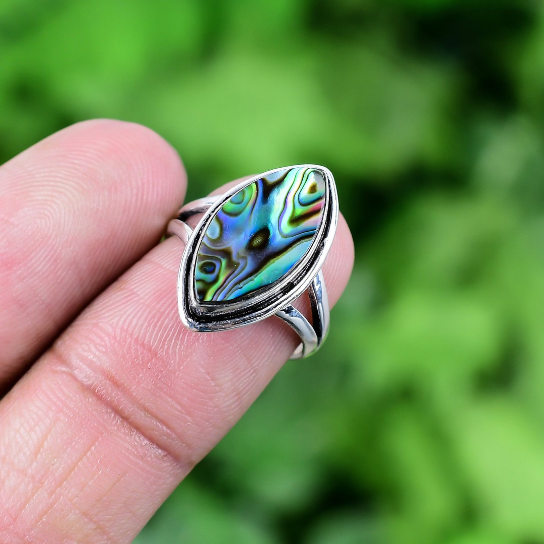 Abalone Shell Ring 925 Sterling Silver Ring Abalone Shell Genuine ...