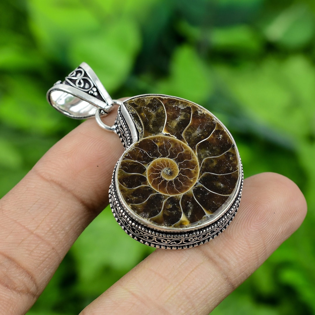 Amazing Ammonite Fossil Pendant Ammonite Fossil Rare Vintage Style 925 ...