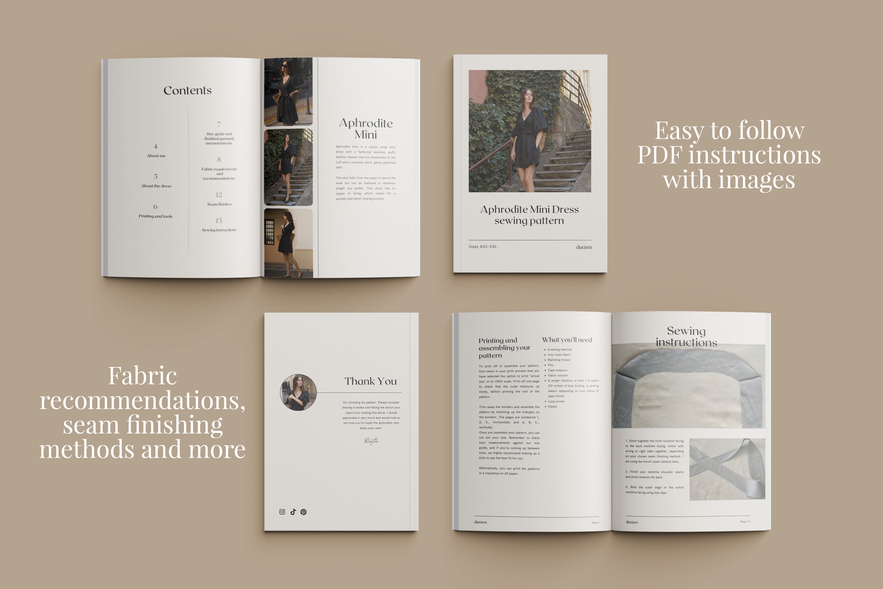 Aphrodite Mini Dress Wrap Dress Digital Sewing Pattern US - Etsy