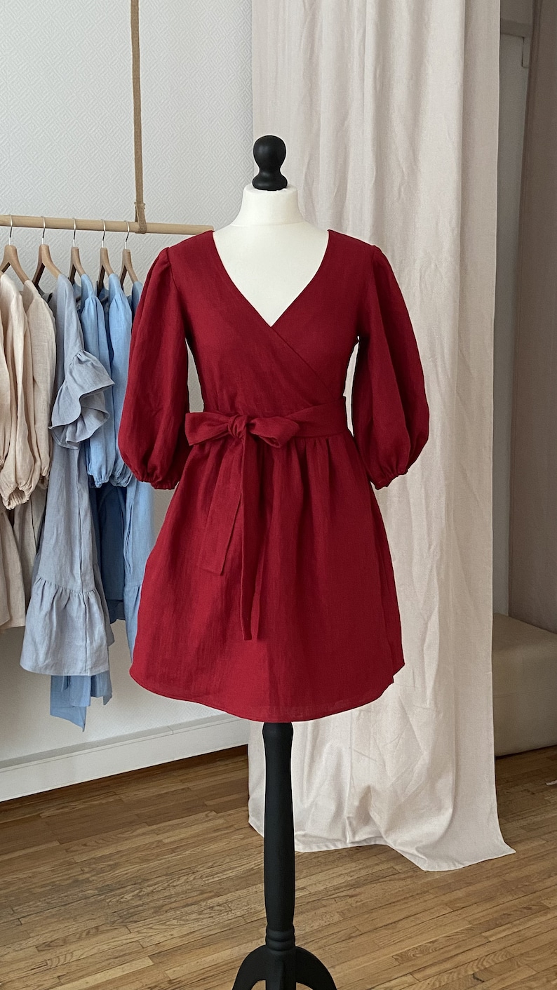 Aphrodite Wrap Mini Dress Sewing Pattern | Puff Sleeve (PDF Download ...