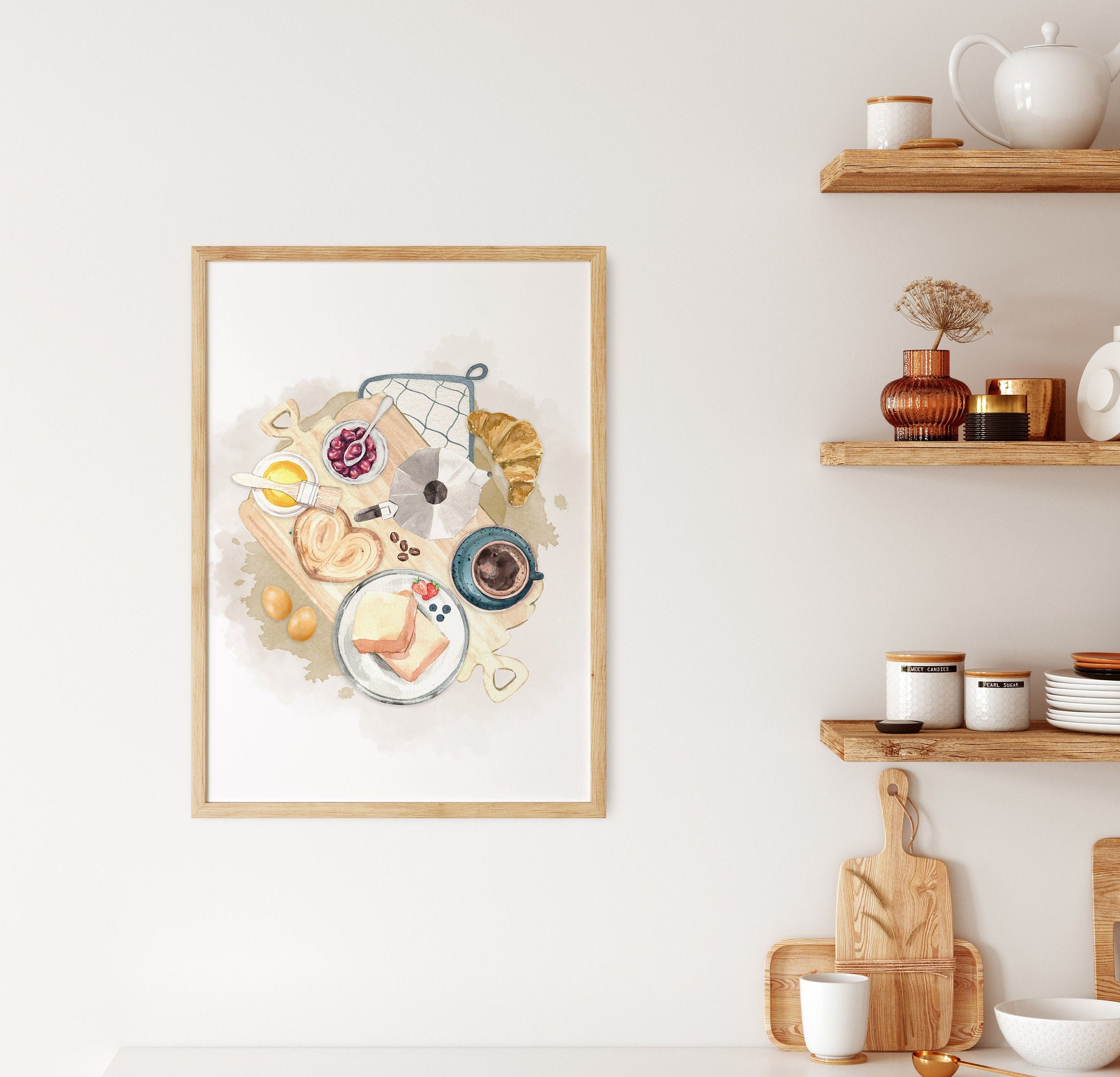 Watercolour Bakery Breakfast Wall Art 3 Piece Printable Art Cozy ...