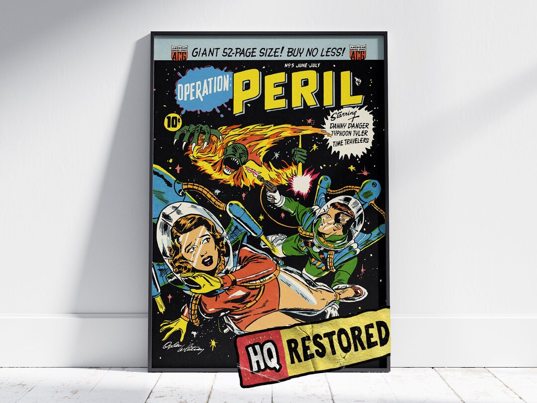 1950s Retro Comic Wall Art, Printable Vintage Sci-fi Illustration ...
