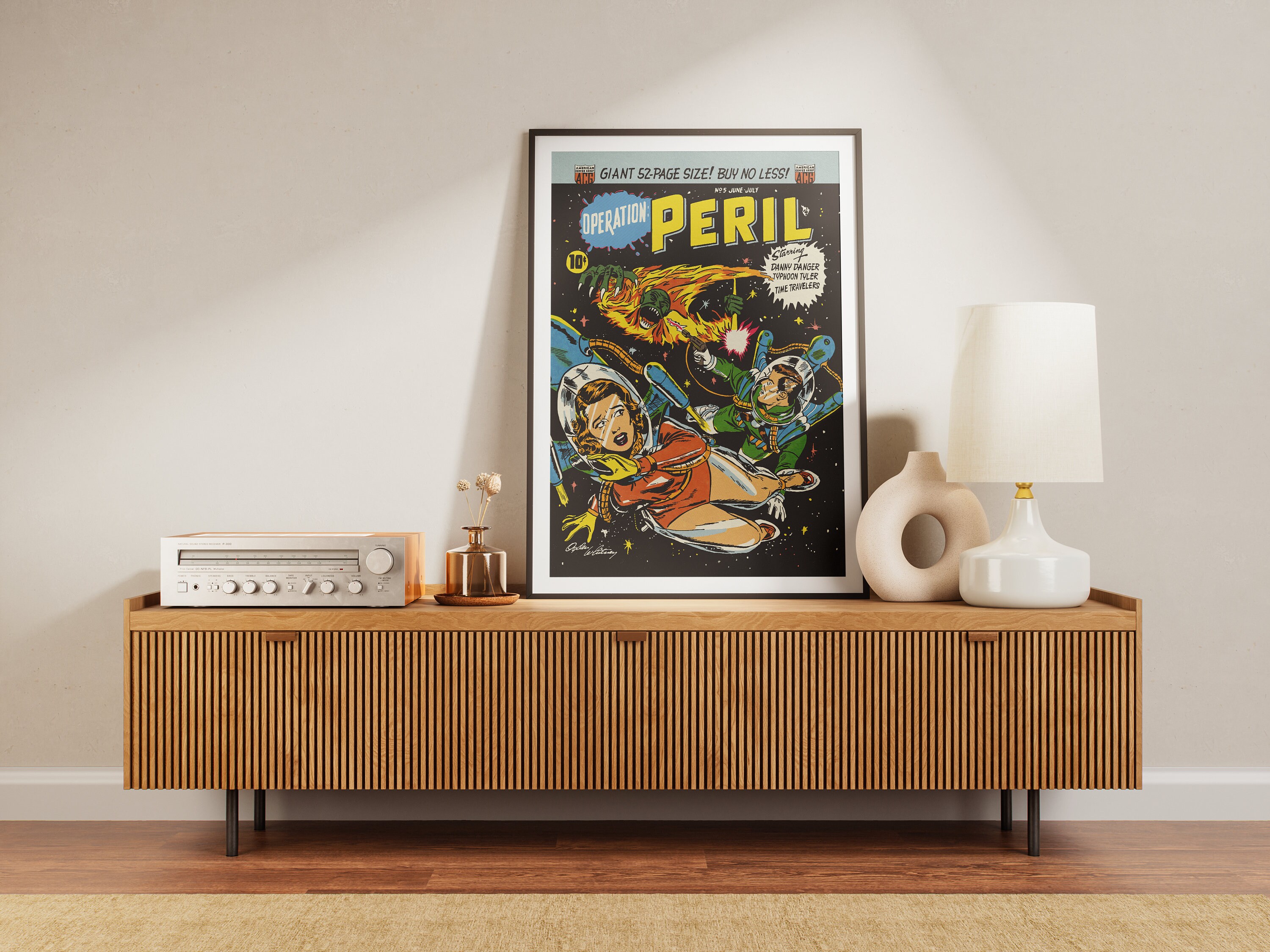 1950s Retro Comic Wall Art, Printable Vintage Sci-fi Illustration ...