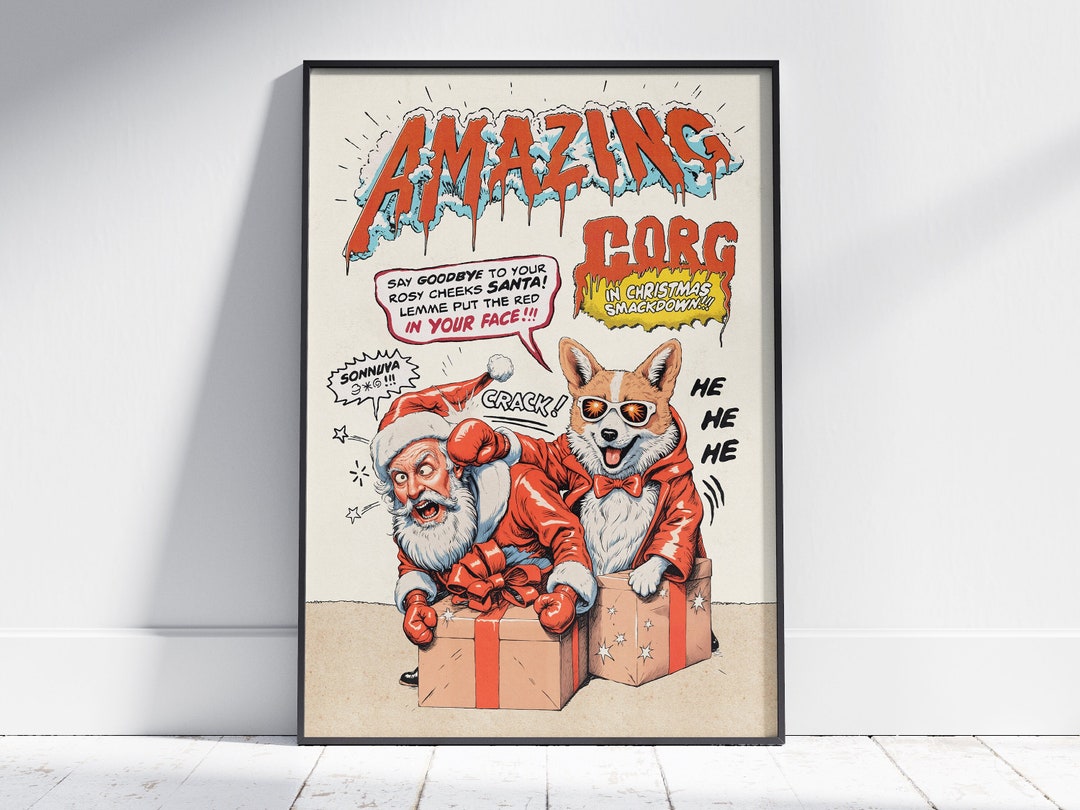 Vintage Christmas Comic Cover Wall Art, Original and Unique Retro ...