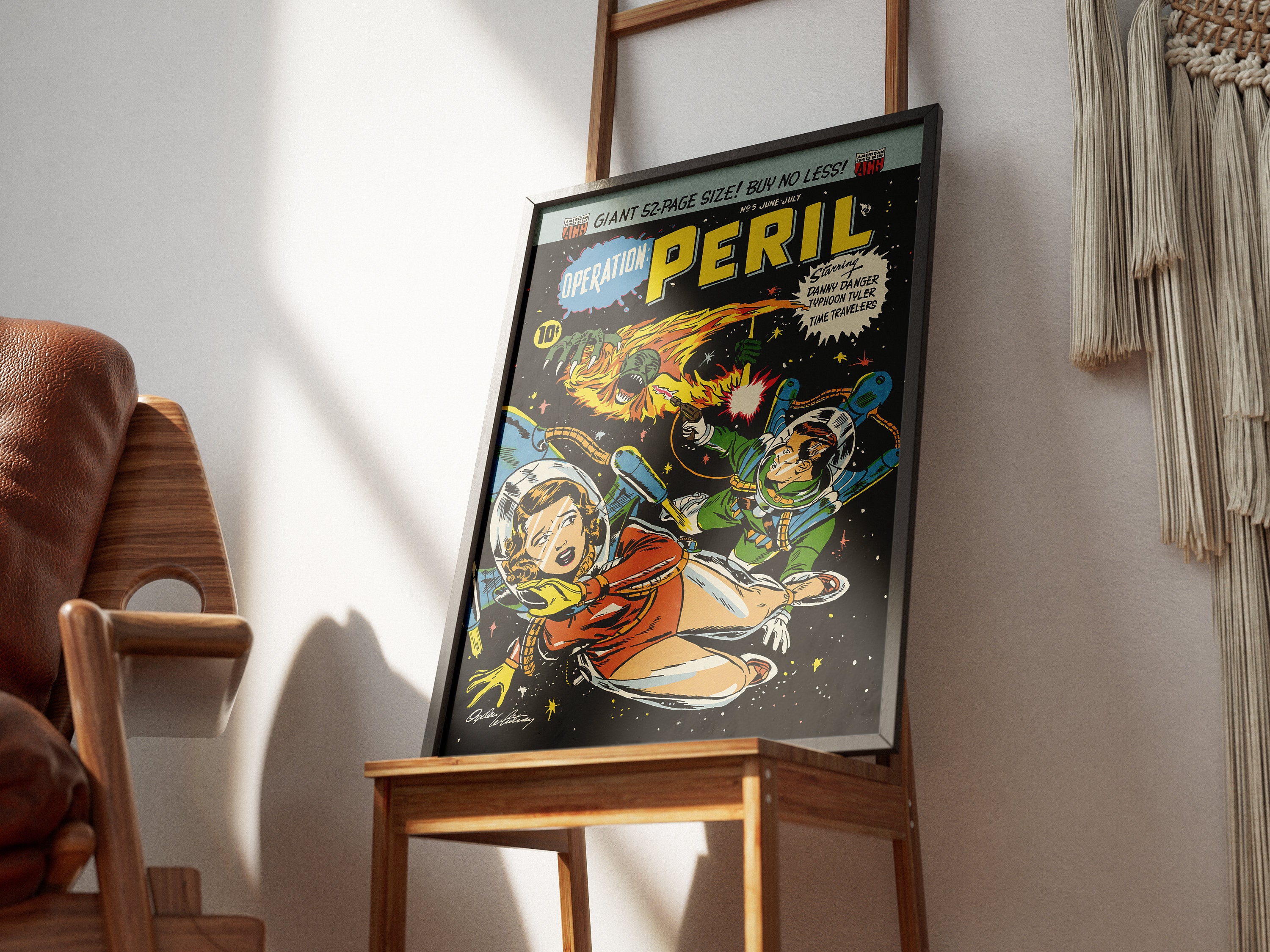 1950s Retro Comic Wall Art, Printable Vintage Sci-fi Illustration ...