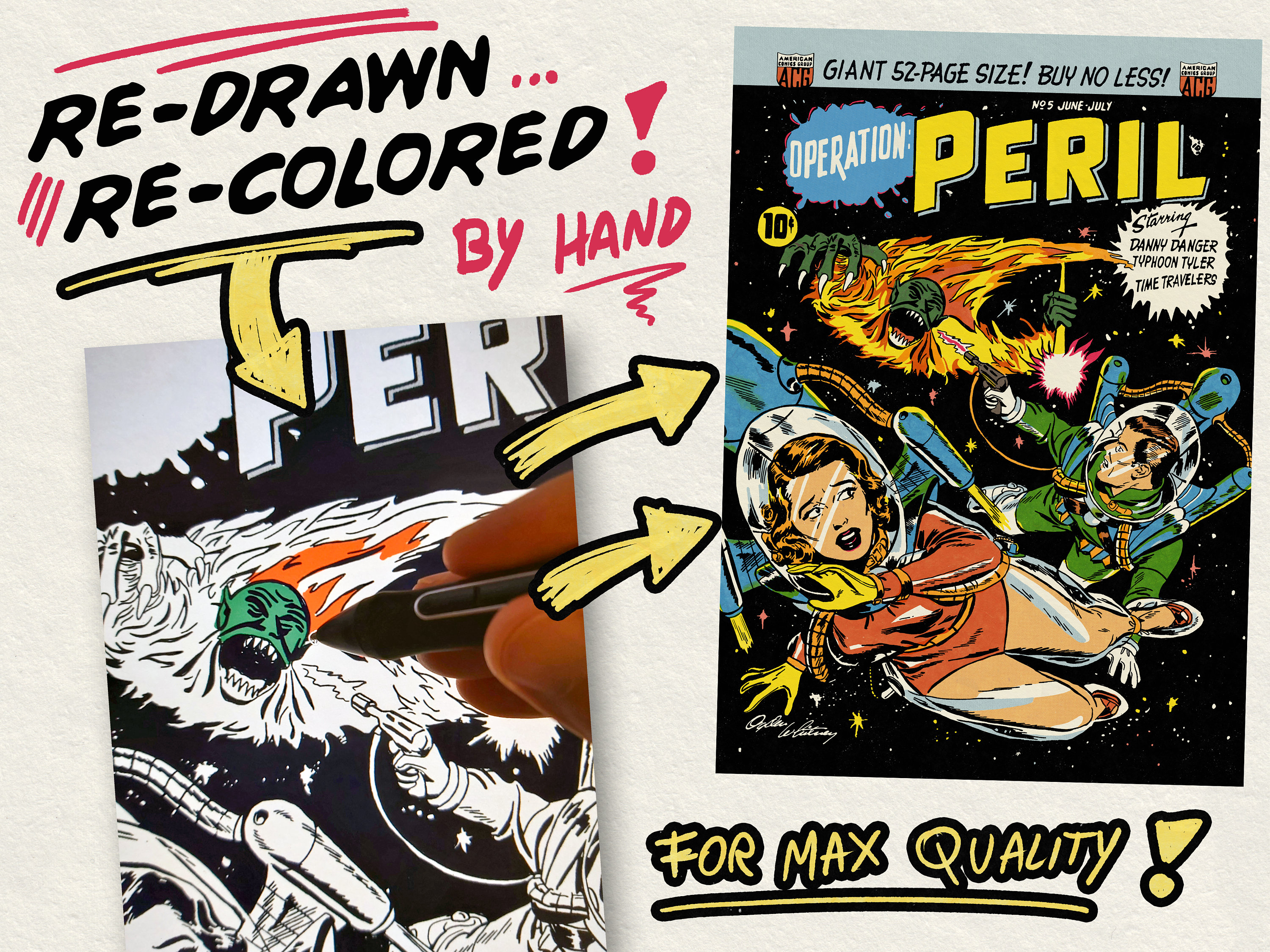 1950s Retro Comic Wall Art, Printable Vintage Sci-fi Illustration ...